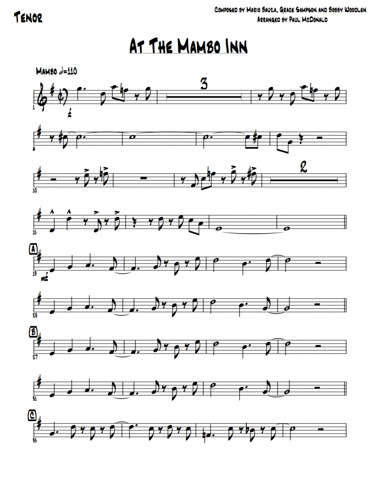 At The Mambo Inn – quartet – Paul McDonald Big Band