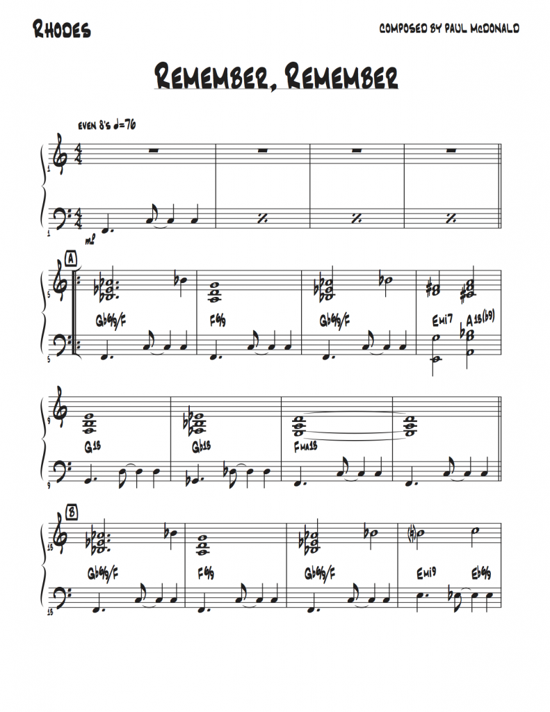 Remember, Remember – quartet – Paul McDonald Big Band