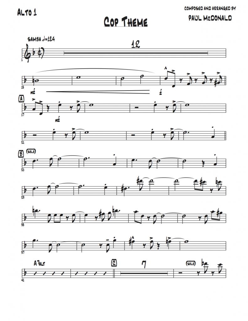 Cop Theme – big band – Paul McDonald Big Band