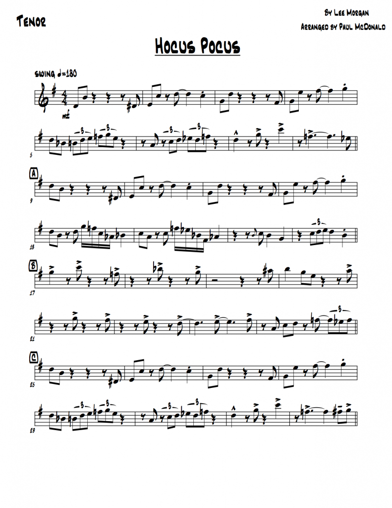 Hocus Pocus – quartet – Paul McDonald Big Band