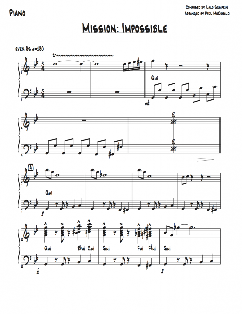 Mission Impossible – big band – Paul McDonald Big Band