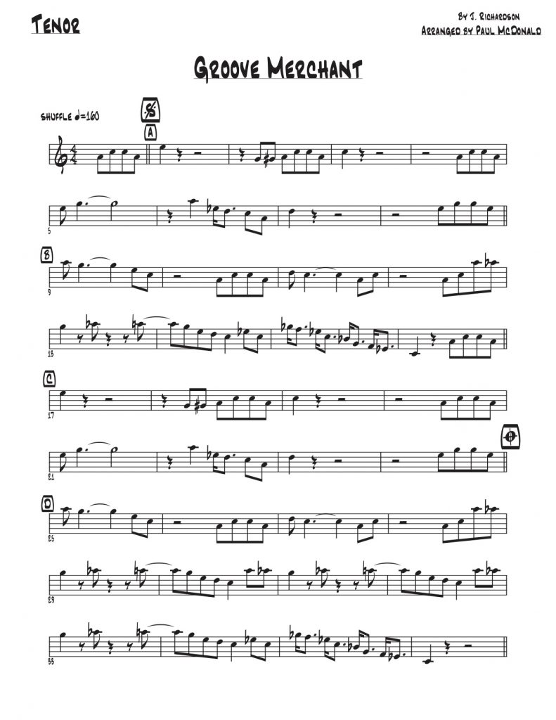 Groove Merchant – quartet instrumental – Paul McDonald Big Band