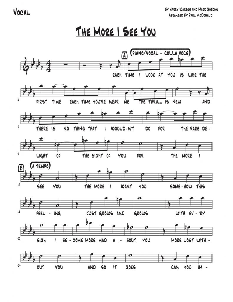 More I See You, The – Db/Eb – big band vocal – Paul McDonald Big Band